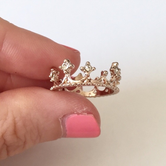 Jewelry | Rose Gold Crown Ring With Rhinestones | Poshmark